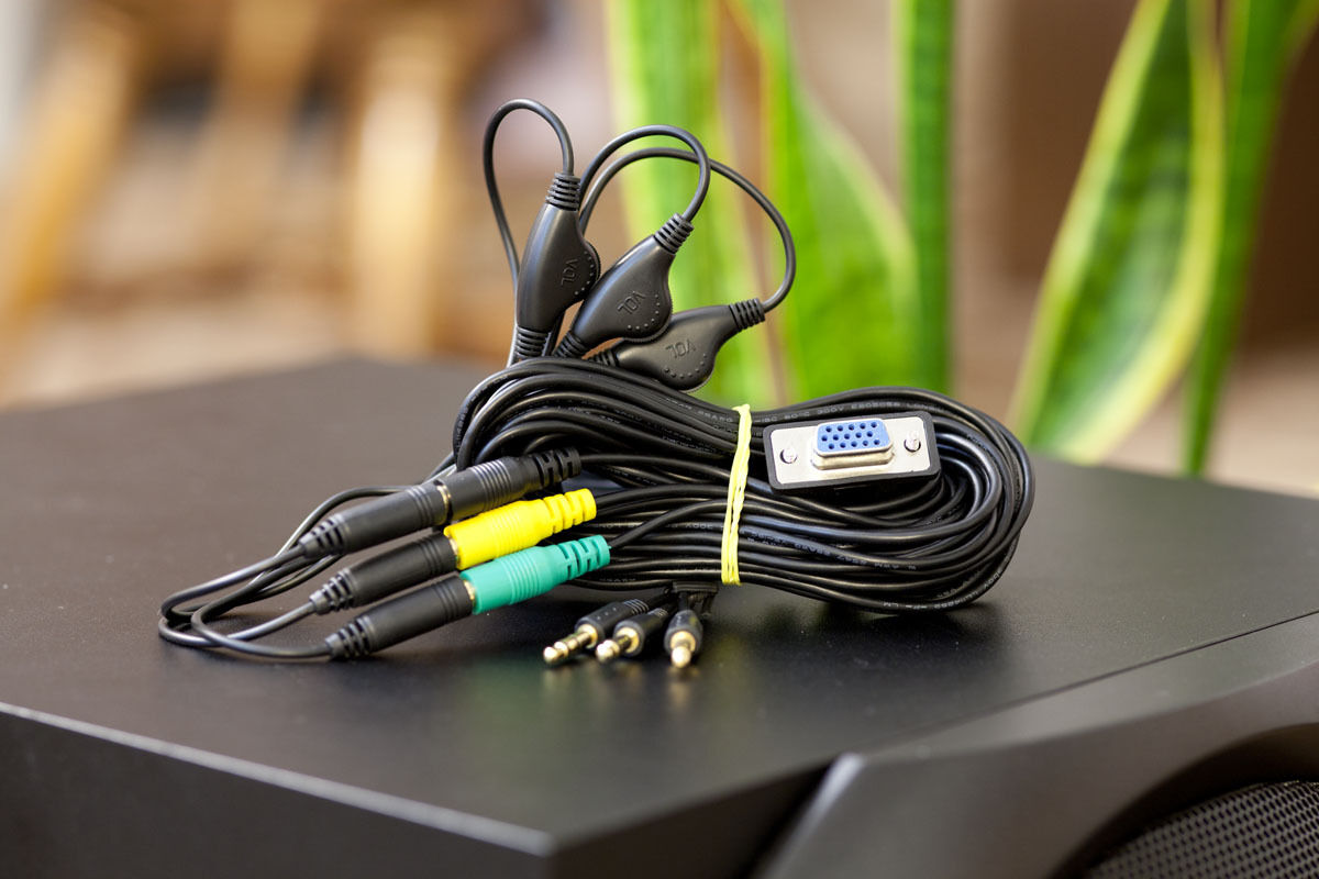 Logitech Z-5500 Z5500 Control Pod Bypass Cable 12FT 3 jack with volume ...