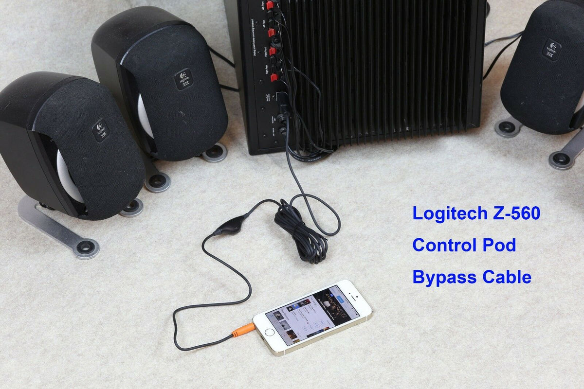 Control Pod Bypass Cable w/ volume control for Logitech Z-560 Computer ...